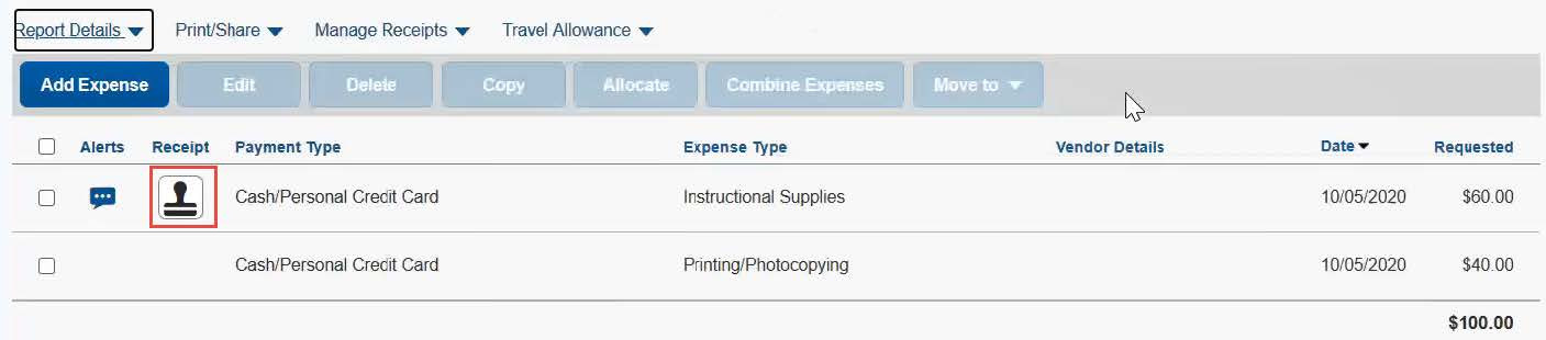 Adding a Missing Receipt Declaration to a Concur Expense Item Job Aid | Finance Training